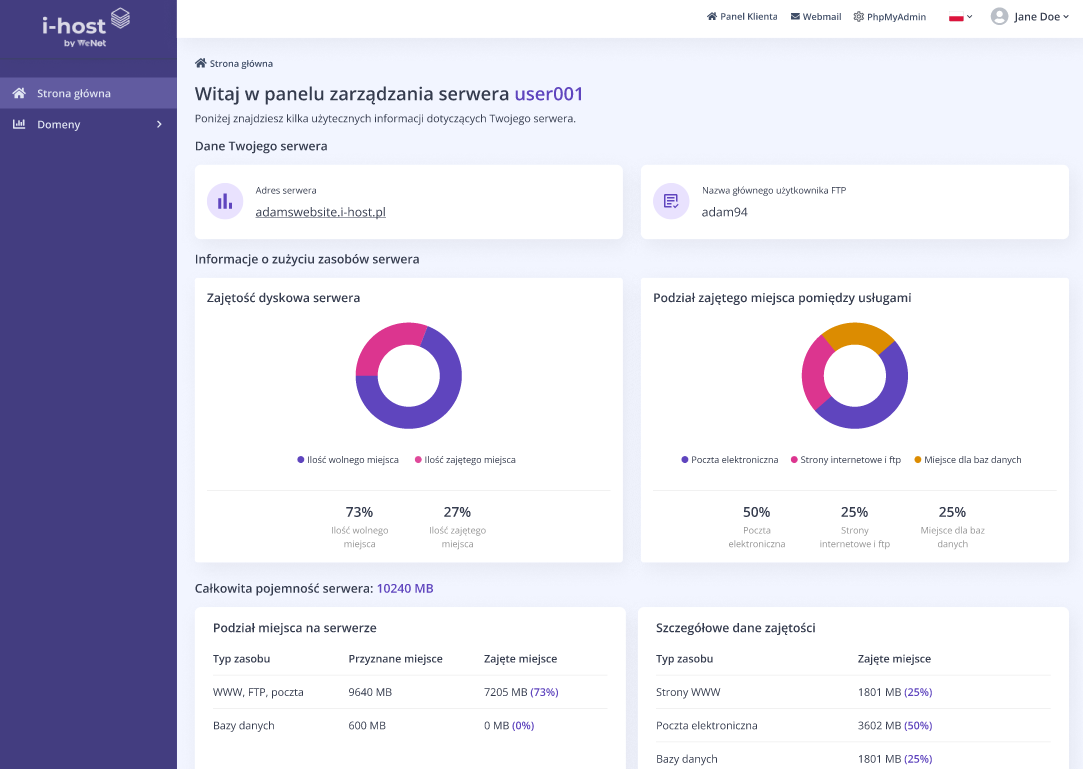 Informacje o Twoim serwerze - Pomoc i-host.pl